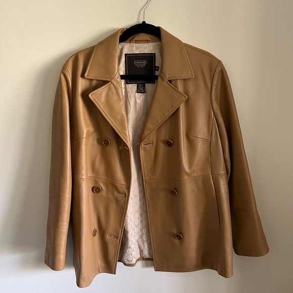 Coach | Jackets & Coats | Coach Leather Blazer Ladies M In Classic ...